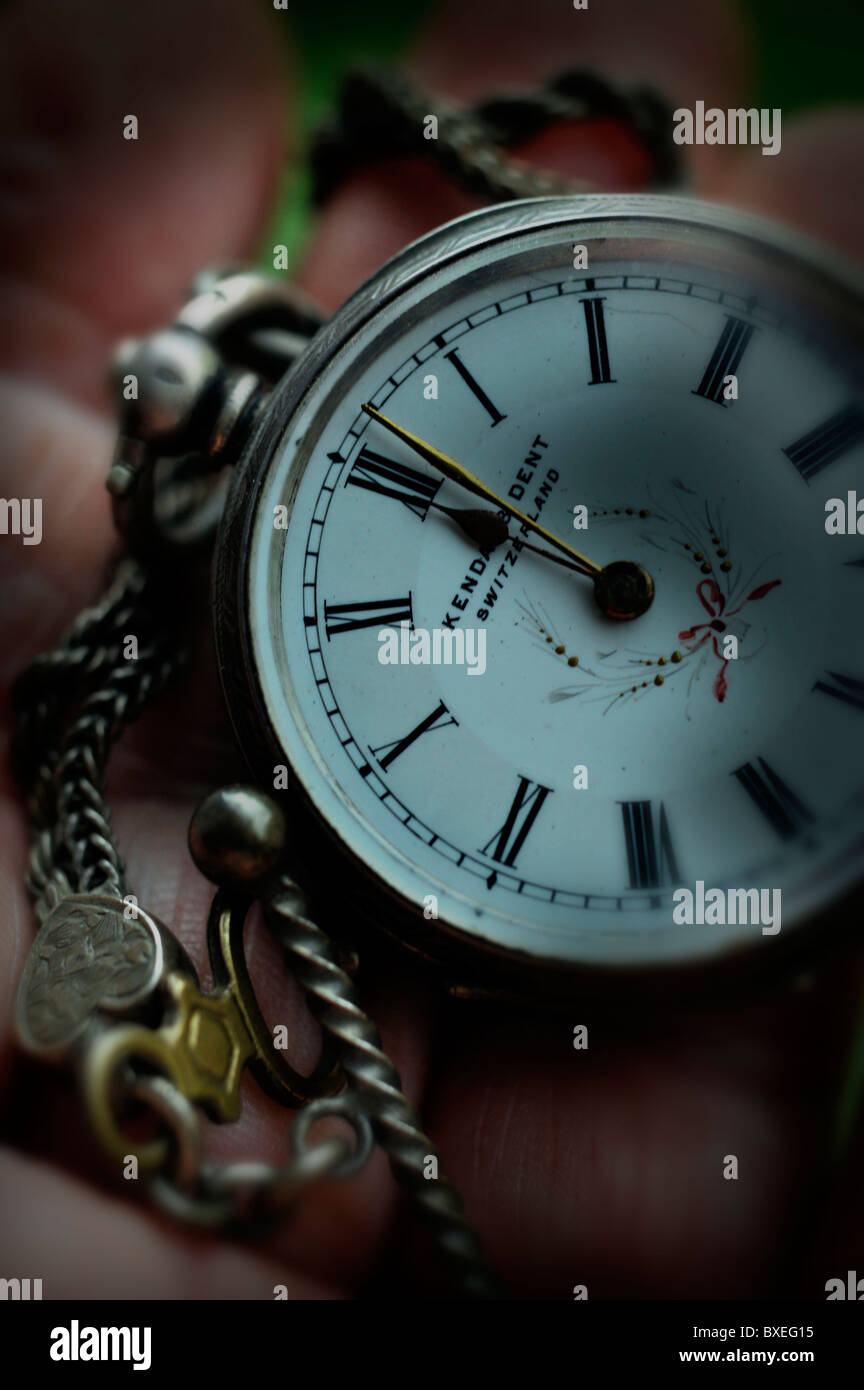 antique mechanical silver pocket watch Stock Photo - Alamy