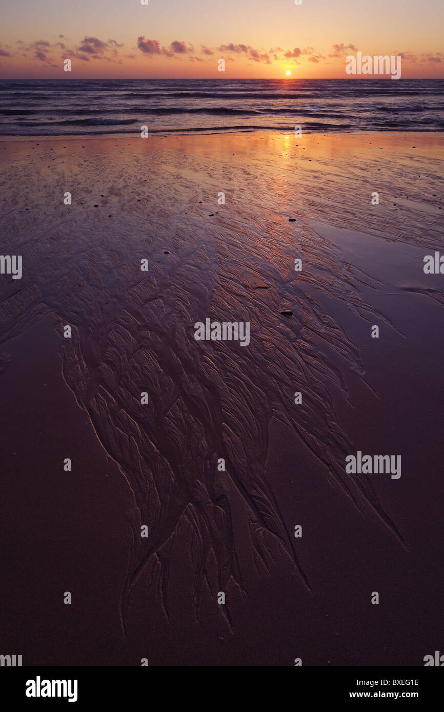 Strange sand shapes created by ocean waves, Magoito, Portugal Stock ...