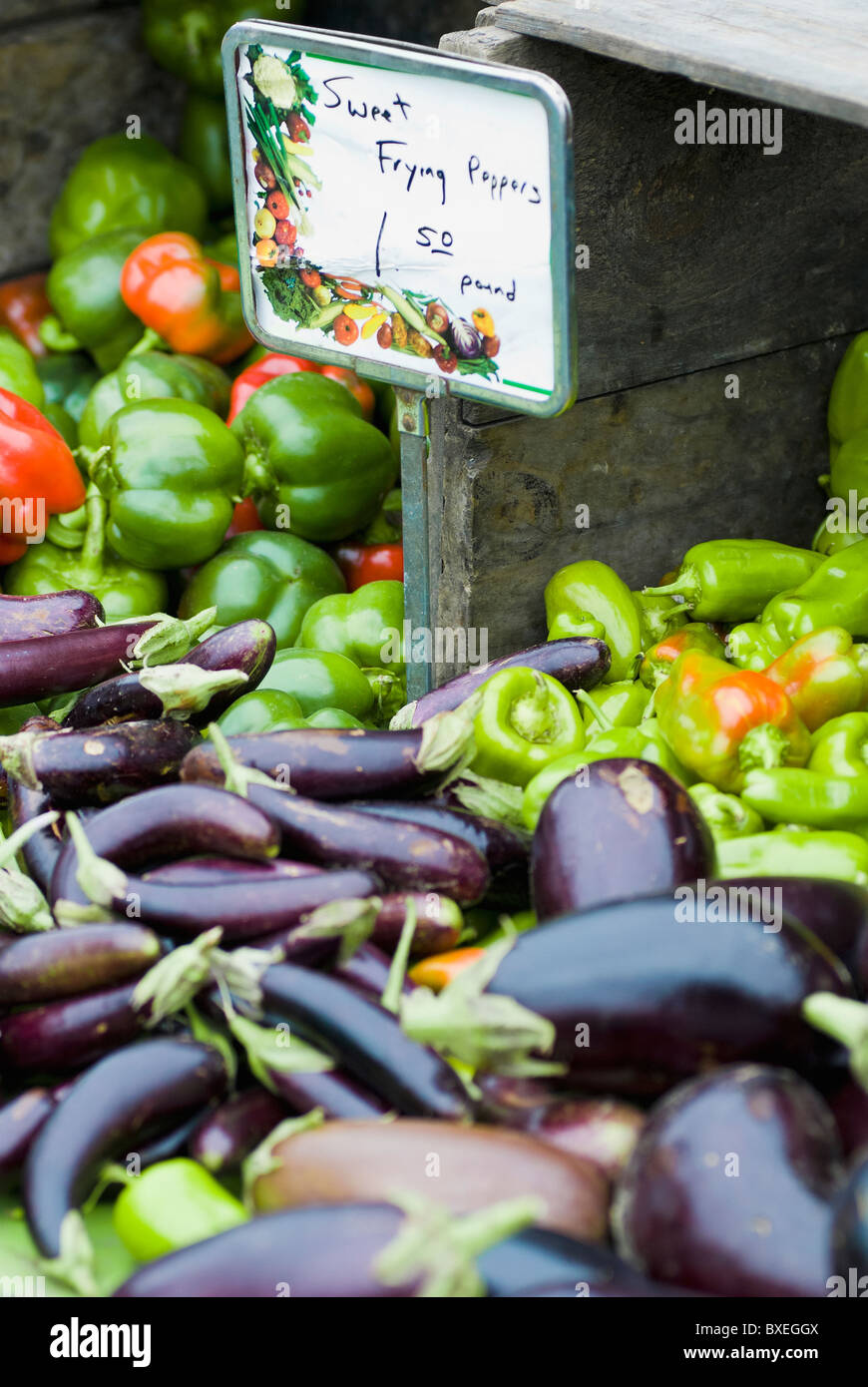 Peppers on display at farmer's market Stock Photo - Alamy