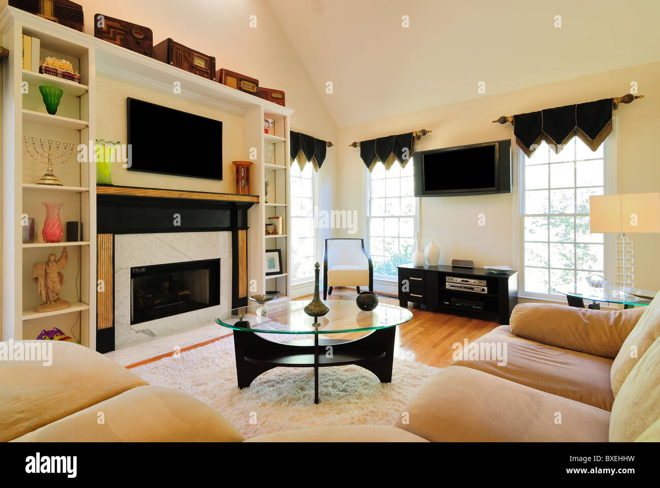 Couch in a modern home living room Stock Photo - Alamy