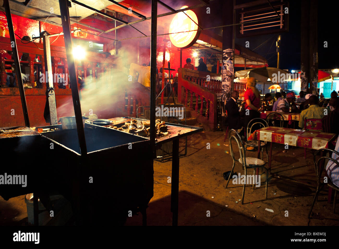 Food Stall at night Yaounde Cameroon Stock Photo - Alamy