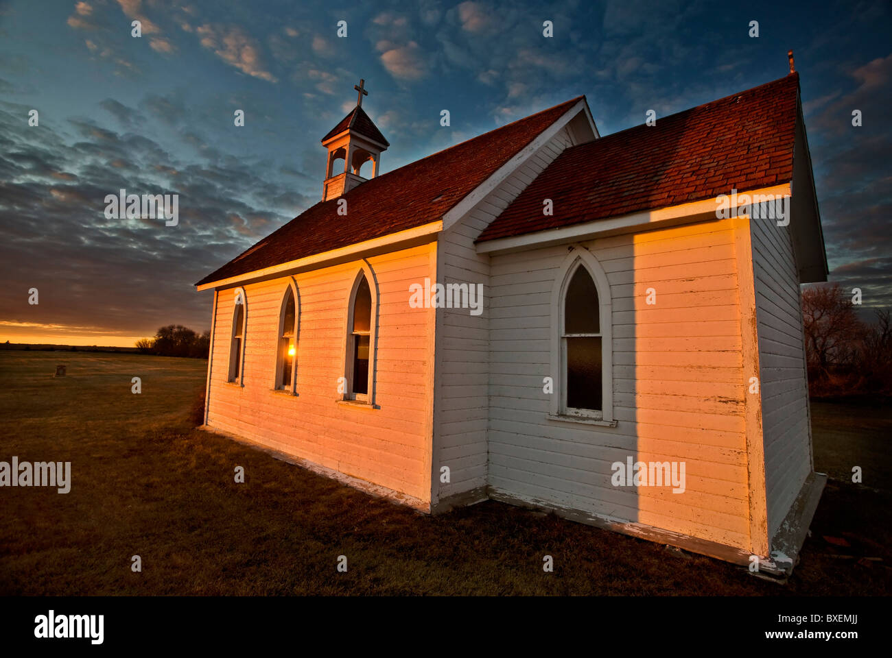 Sunset Saskatchewan Church near Moose Jaw Canada Stock Photo - Alamy