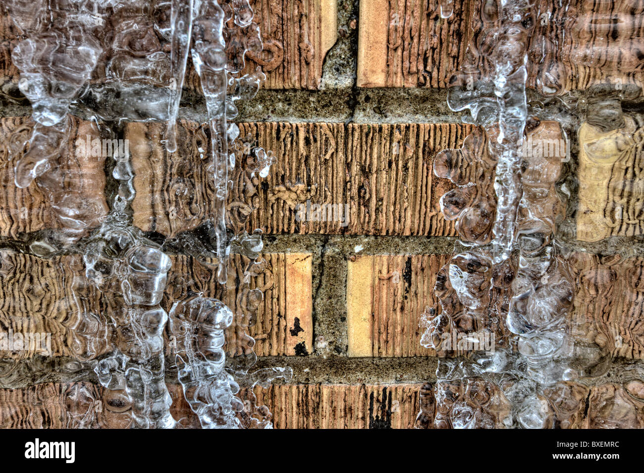 Ice and Brick melting pattern Canada cold Stock Photo - Alamy