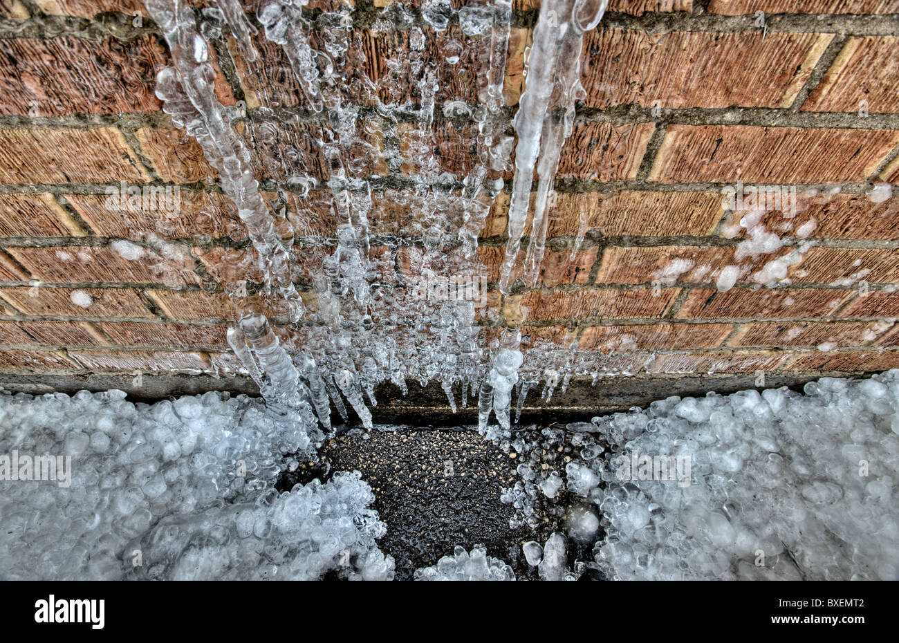 Ice and Brick melting pattern Canada cold Stock Photo - Alamy