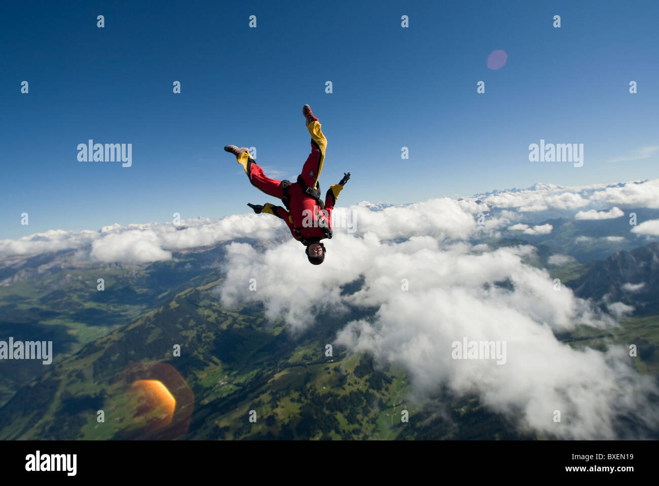 Girl is training head down flight position in freefall with 120 MPH ...