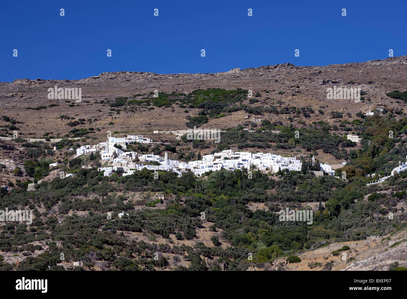 Village of Kardiani, on the Greek Cyclade island of Tinos Stock Photo ...
