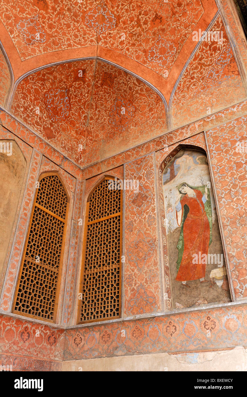 Wall painting inside the Ali Qapu palace, Isfahan, Iran Stock Photo - Alamy