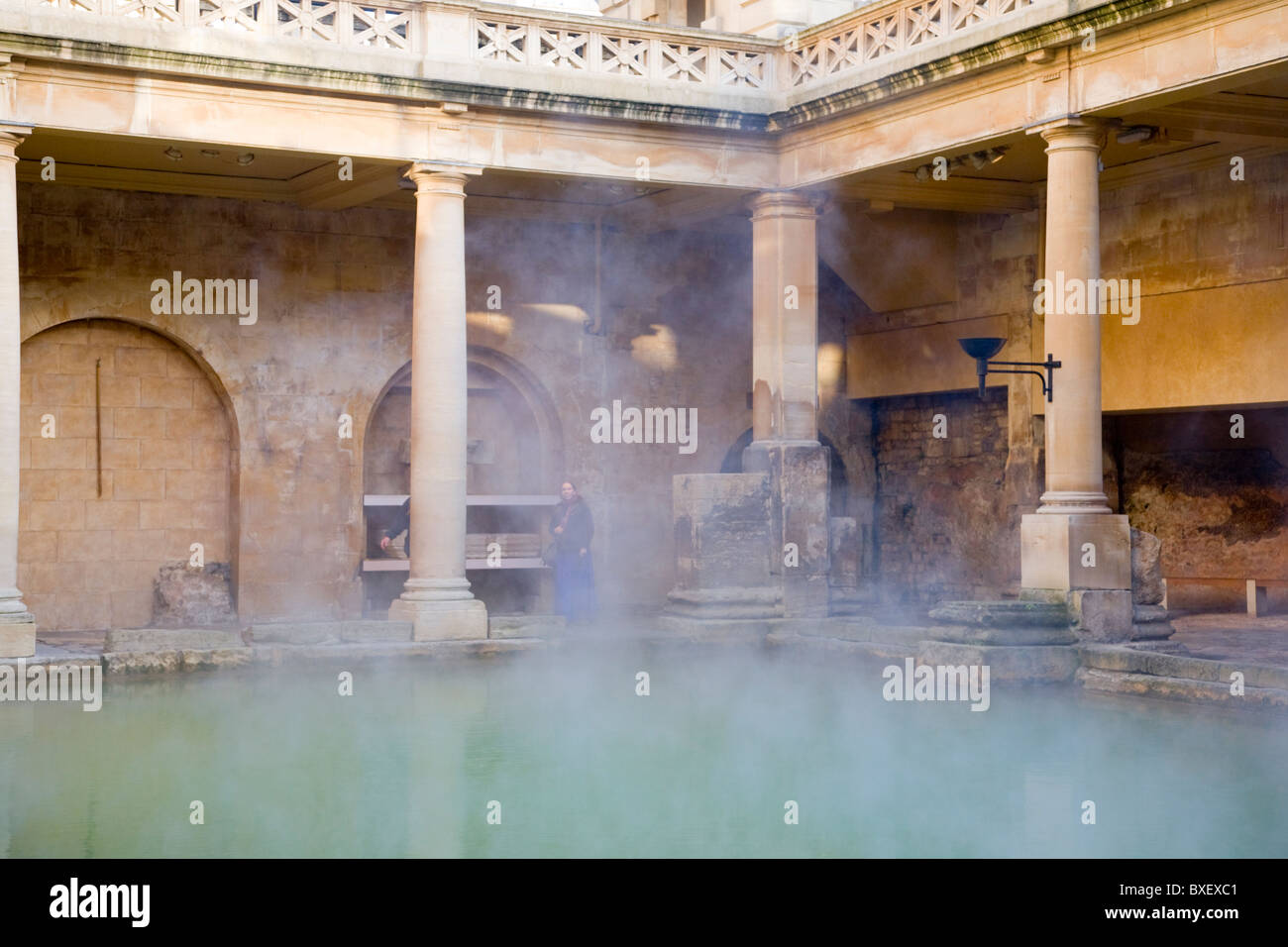 Steam coming off the Roman Baths, Bath, Somerset Stock Photo - Alamy