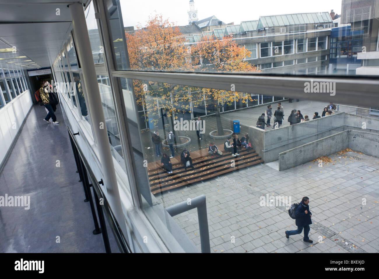 Modern walkway at London Metropolitan University's Holloway Road campus ...
