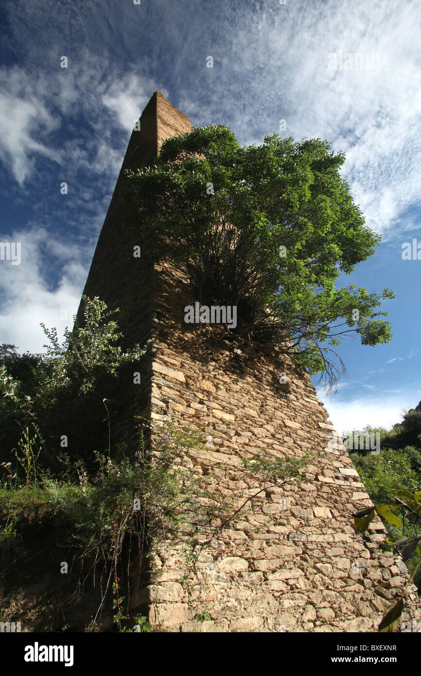 One of the Old Qiang defensive towers that dot the landscape around ...