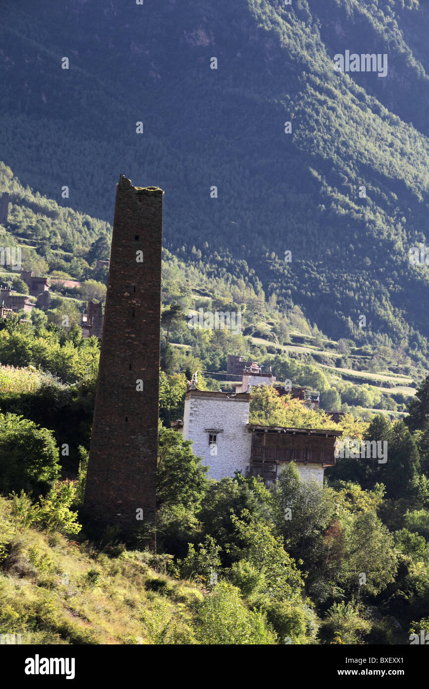One of the Old Qiang defensive towers that dot the landscape around ...