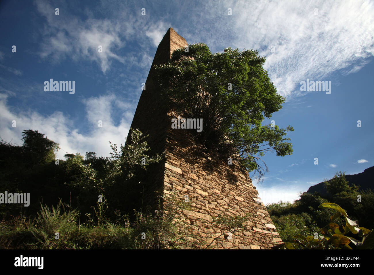 One of the Old Qiang defensive towers that dot the landscape around ...