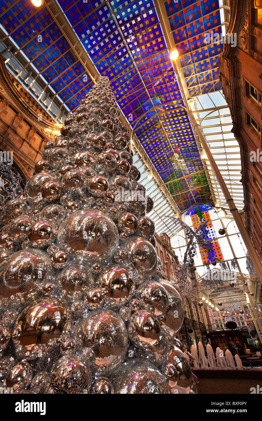 UK, England, Yorkshire, Leeds, Victoria Quarter, glitter ball Christmas ...