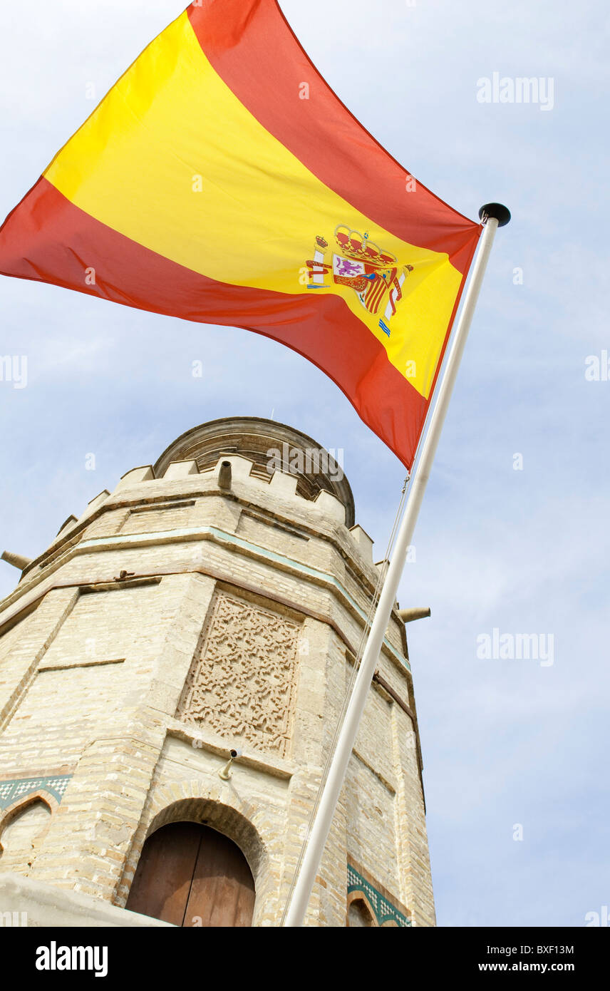 The Spanish flag flies from the Torre del Oro (Gold Tower), Seville ...