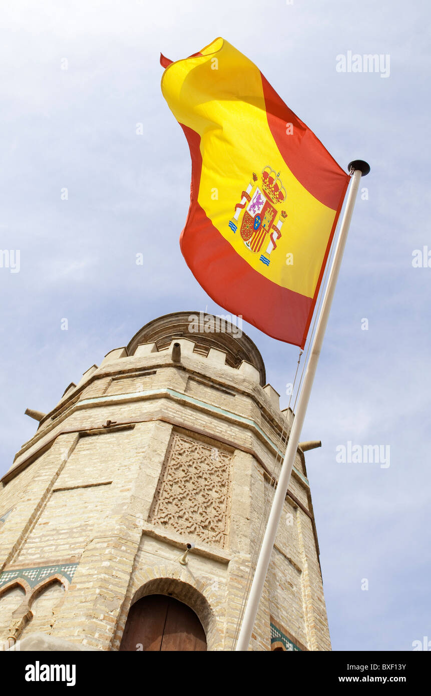 The Spanish flag flies from the Torre del Oro (Gold Tower), Seville ...