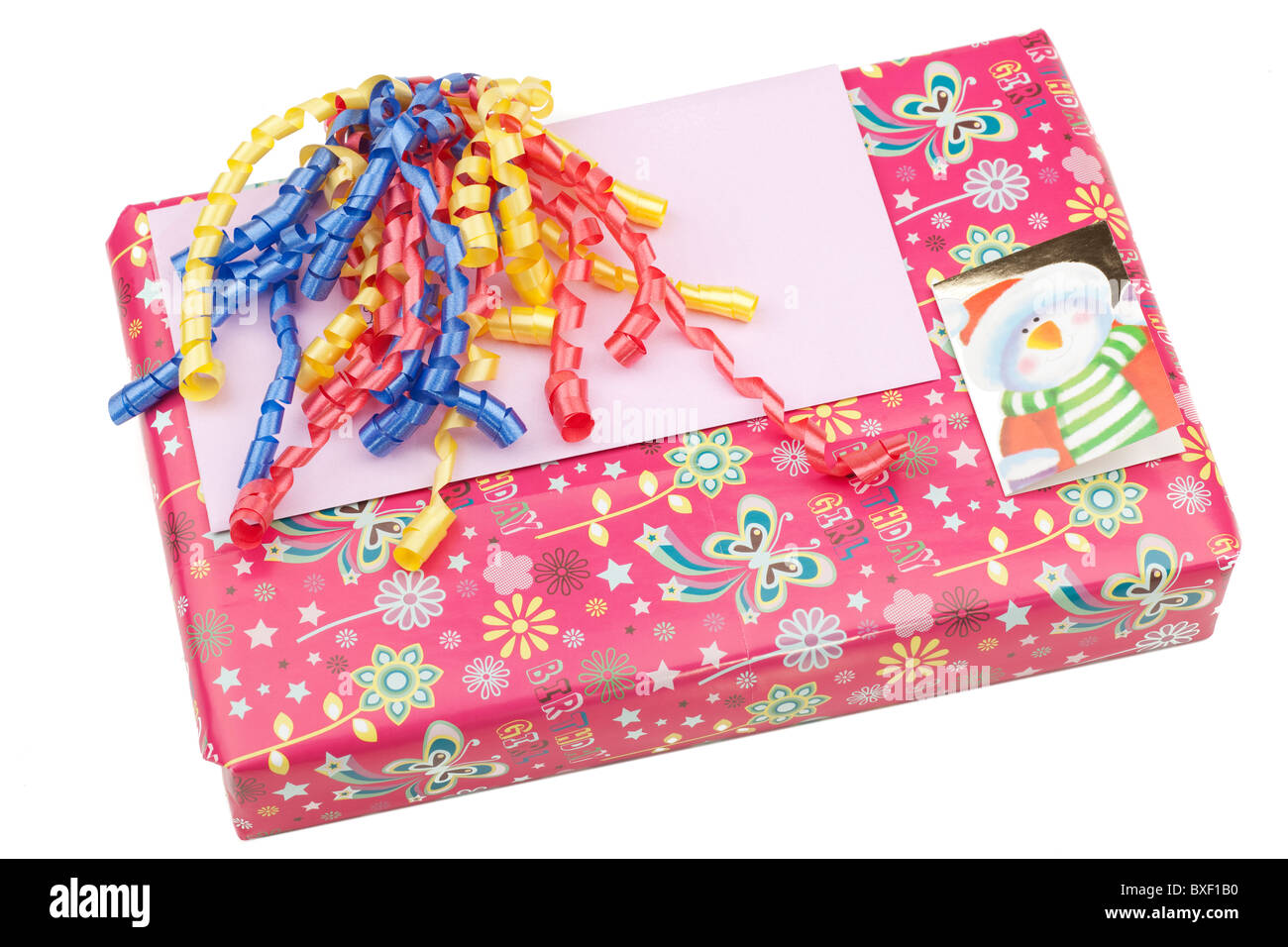 Birthday girl party parcel Stock Photo - Alamy