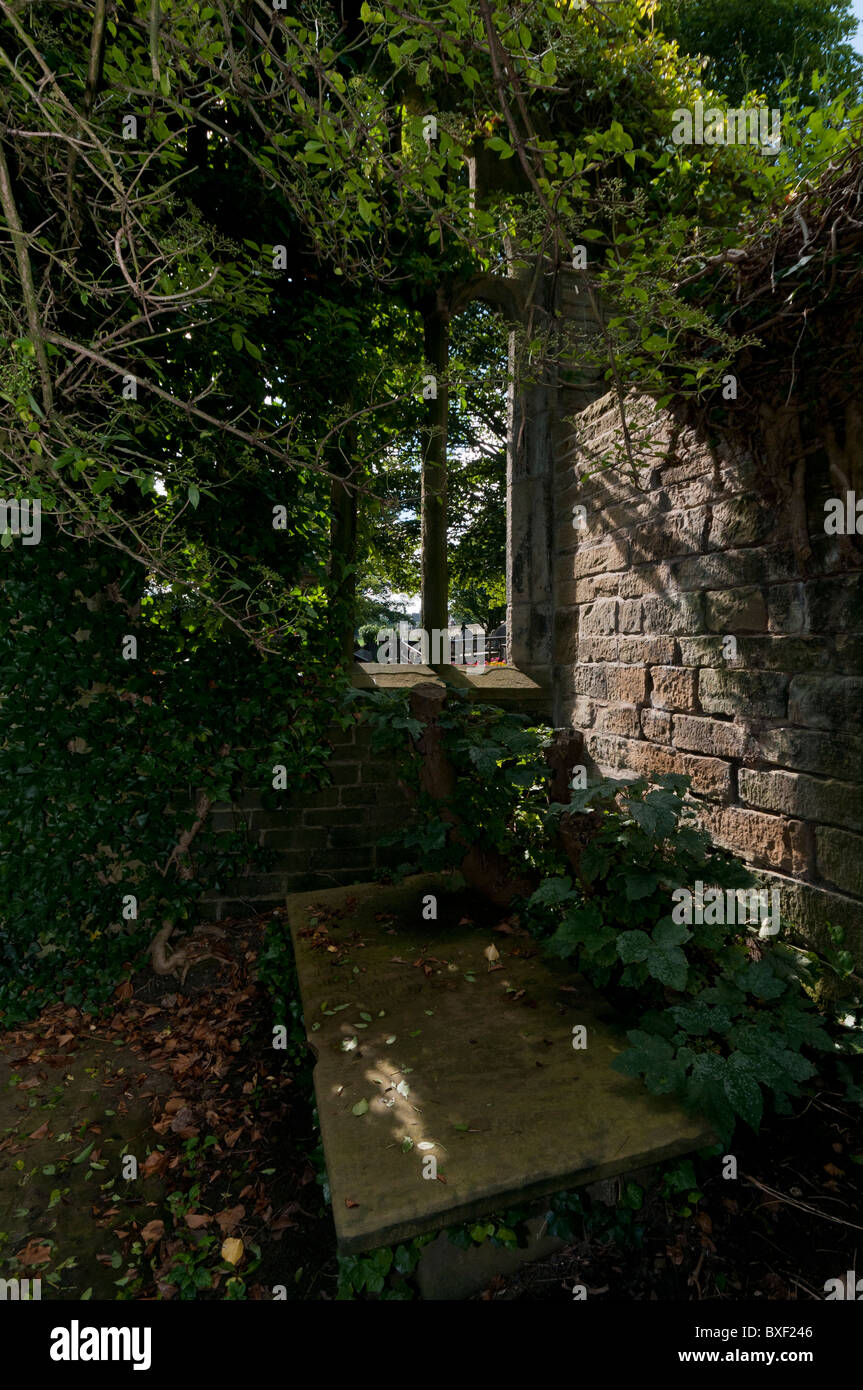 The graveyard of St. James Church Thornton. The remains of the original ...