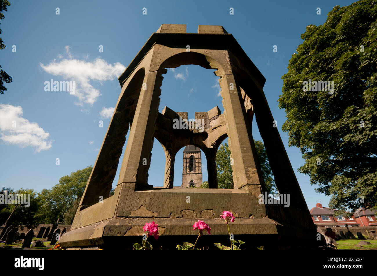 The graveyard of St. James Church Thornton. The remains of the original ...