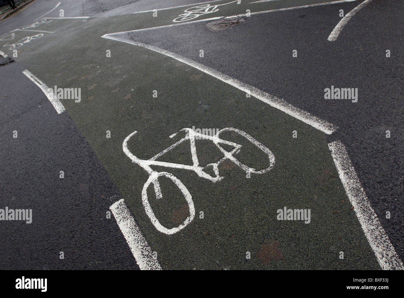 Cycle lane road marking in a suburban street London UK Stock Photo - Alamy