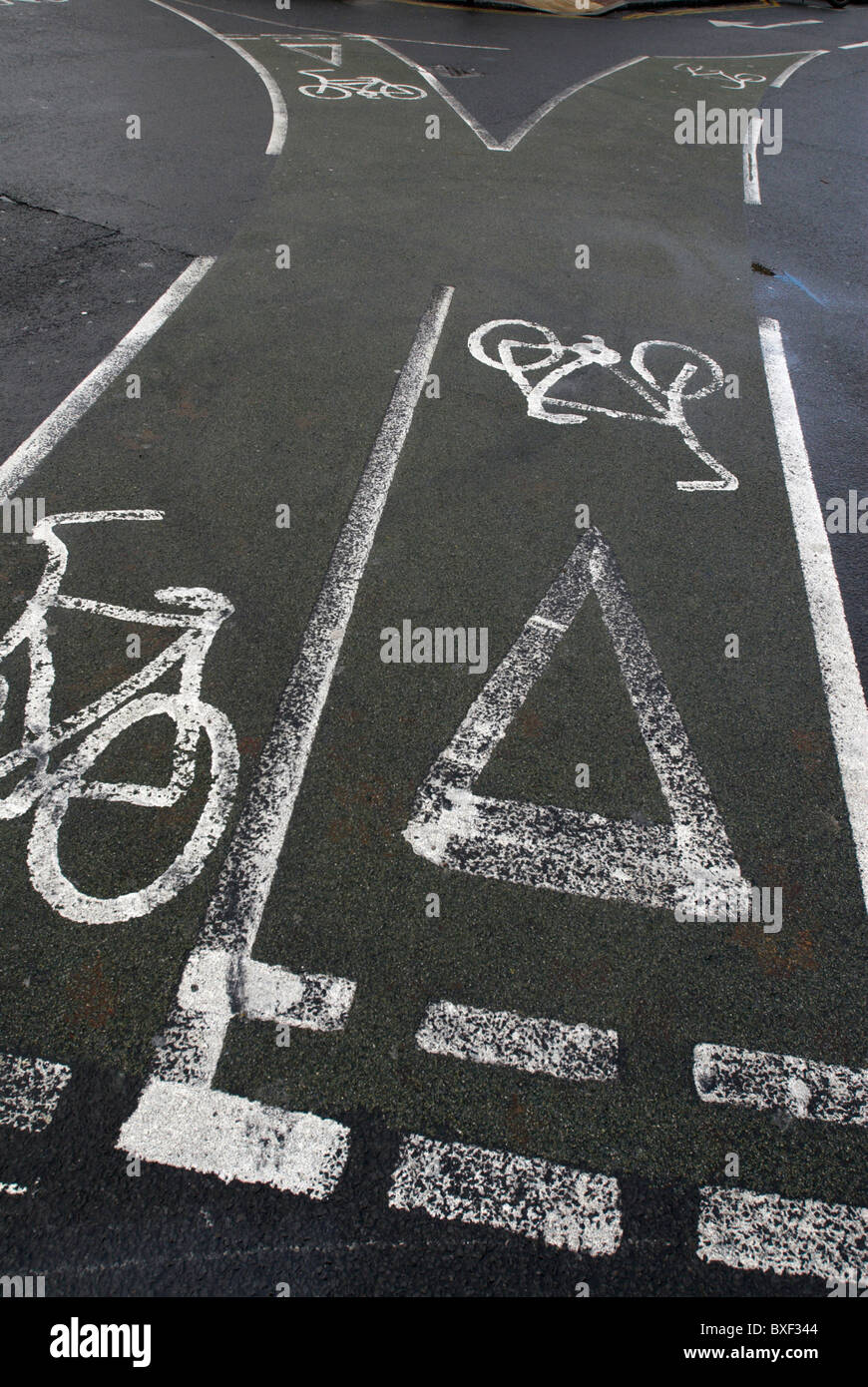 Cycle lane road marking in a suburban street London UK Stock Photo - Alamy