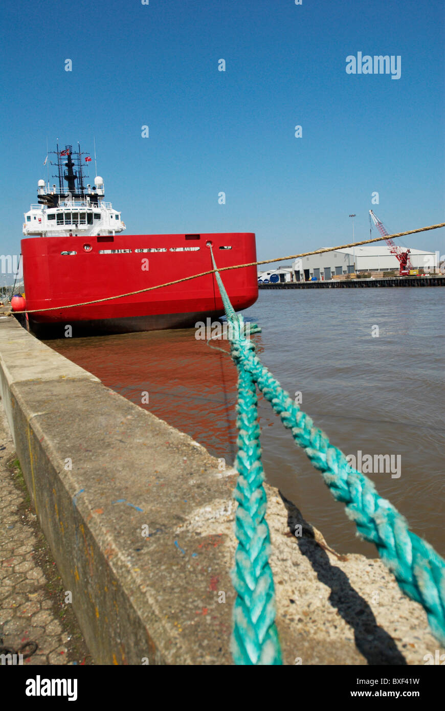 Container ship moored up at harbourside Great Yarmouth Norfolk UK Stock ...