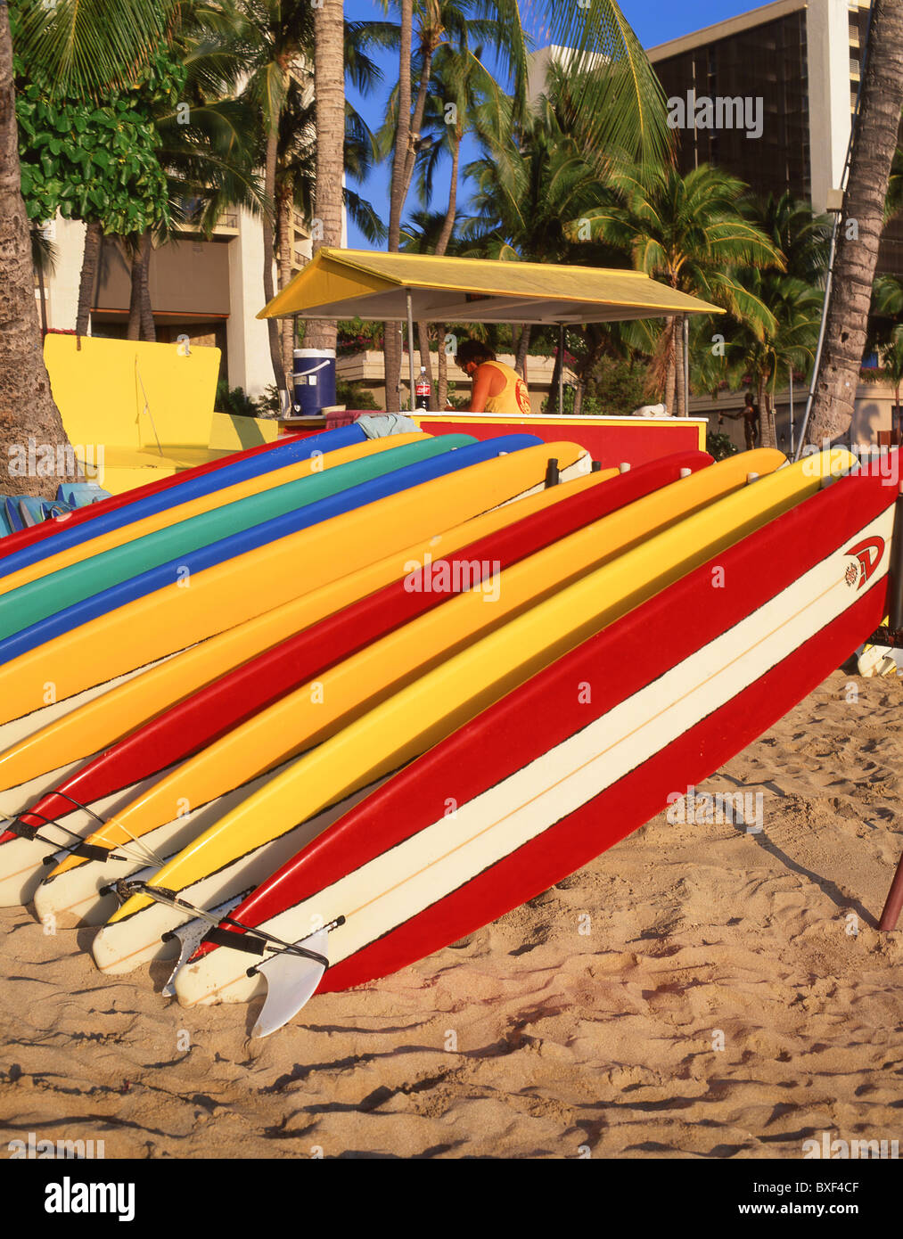 Surfboards on Waikiki Beach, Honolulu, Oahu, Hawaii, United States of ...
