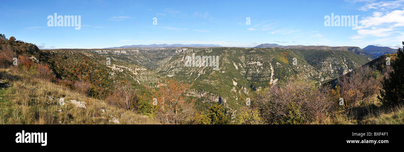 panorama of Cevennes Mountains with a blue sky Stock Photo - Alamy