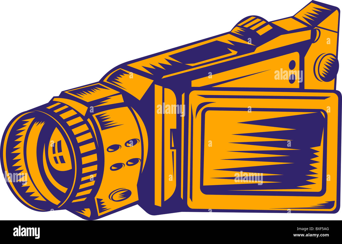 Illustration of retro video camcorder side view isolated on white ...