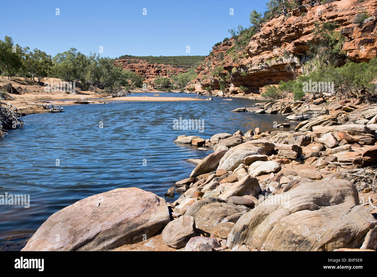 The Murchison river below Hawkes Head Lookout near Kalbarri in Western ...