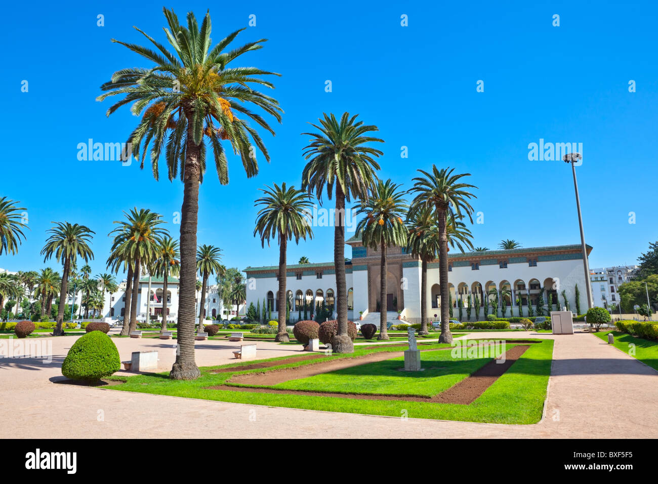 Main square in Casablanca with government building, Morocco Stock Photo ...