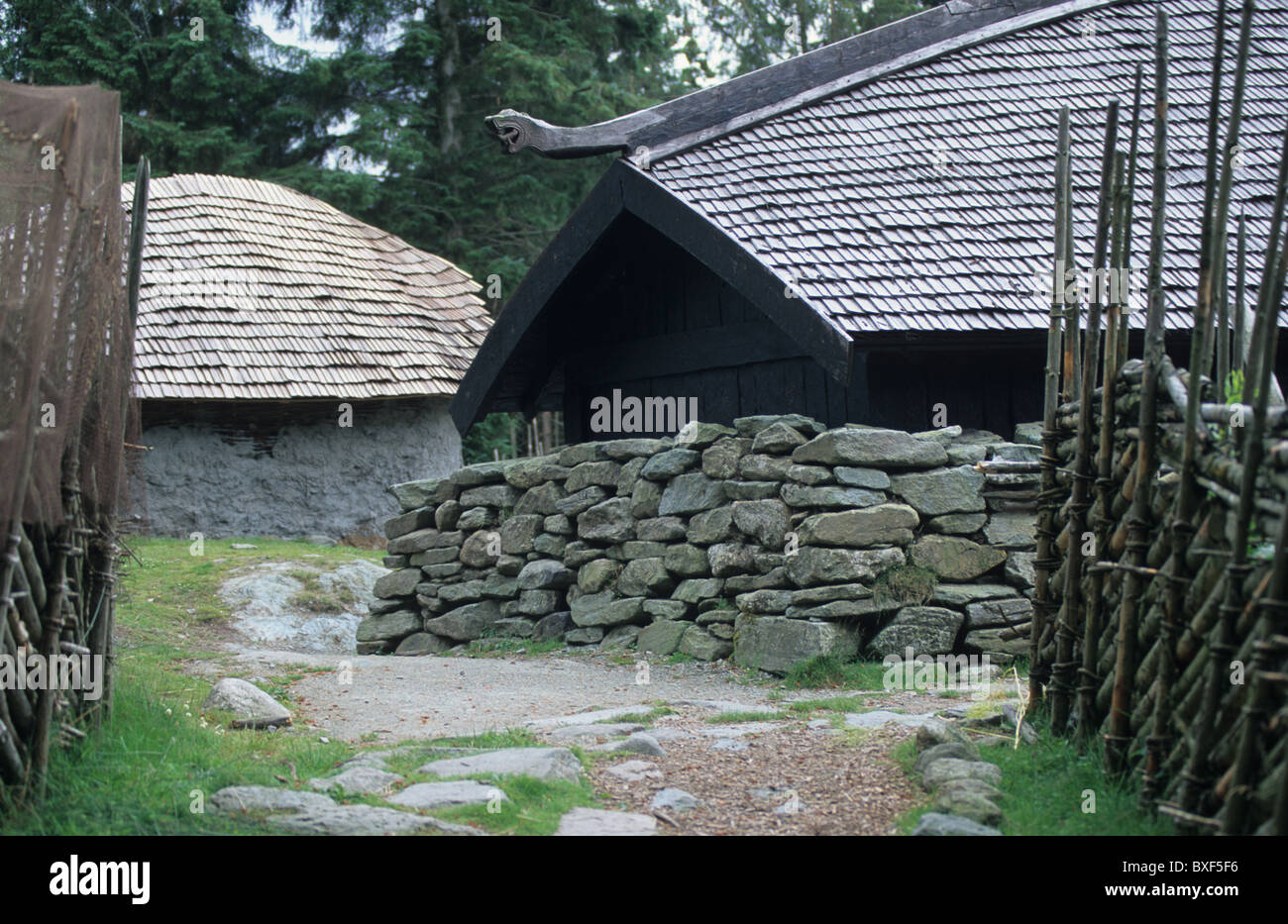 Old rebuilt viking farm, Avaldsnes, Norway Stock Photo - Alamy