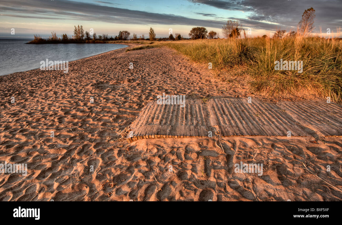 Beach Entrance Escanaba Michigan Sunrise Stock Photo - Alamy