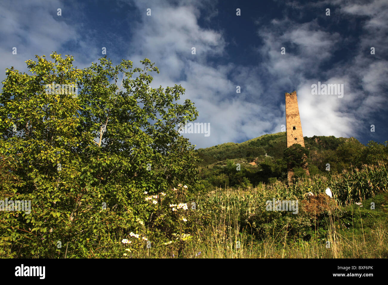 One of the Old Qiang defensive towers that dot the landscape around ...