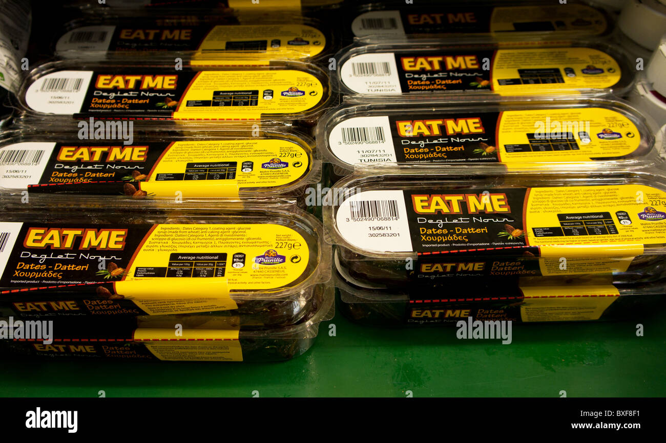 packets of dates in a uk supermarket Stock Photo - Alamy