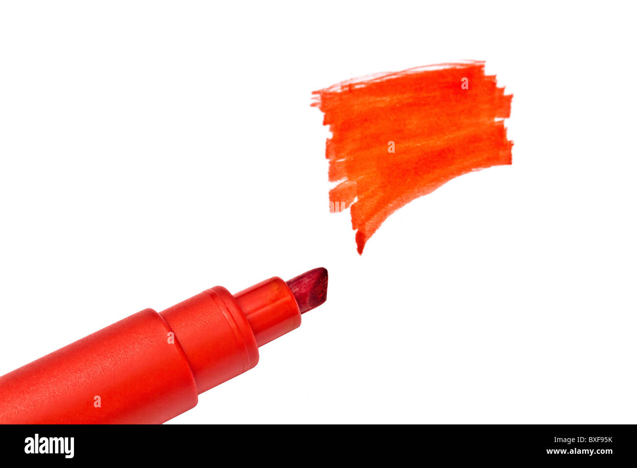 Red highlighter isolated on white background Stock Photo - Alamy