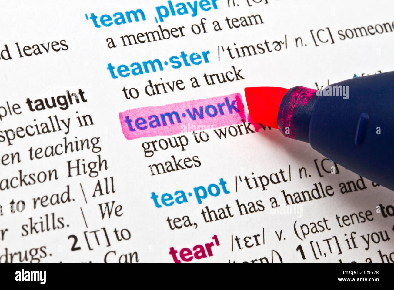 The word TEAMWORK highlighted in a dictionary Stock Photo - Alamy