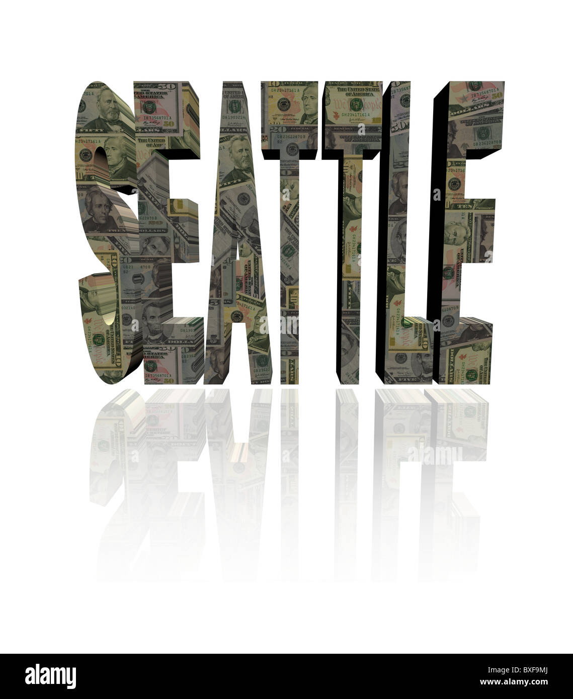 Seattle text with American dollars illustration Stock Photo - Alamy