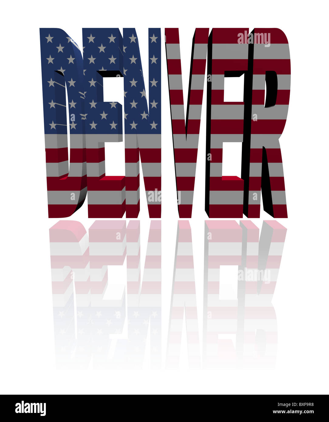 Denver text with American flag illustration Stock Photo - Alamy