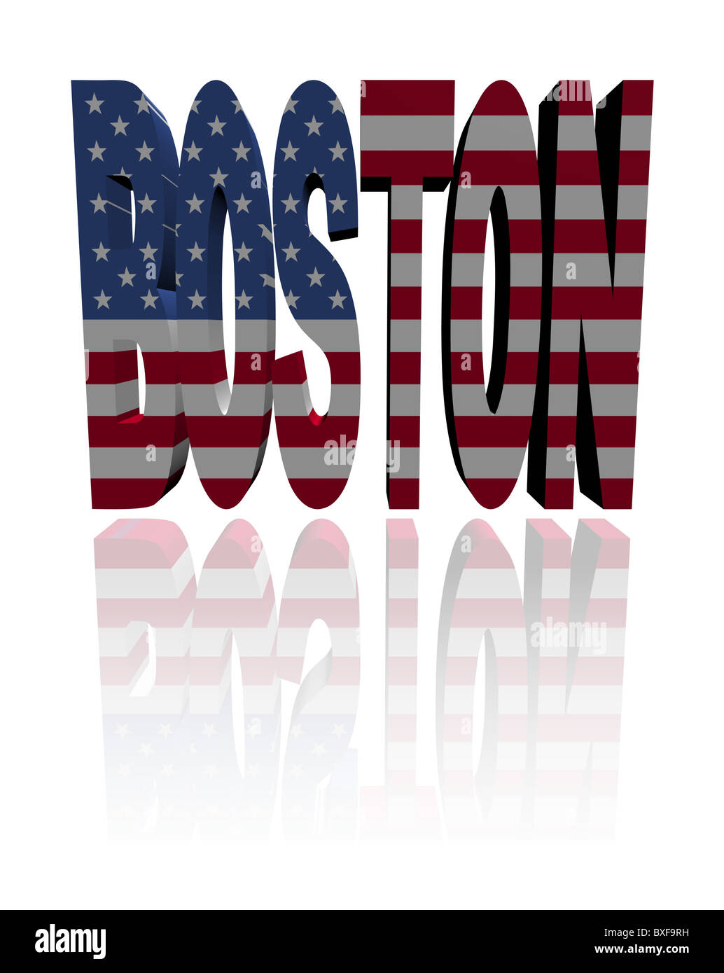 Boston text with American flag illustration Stock Photo - Alamy