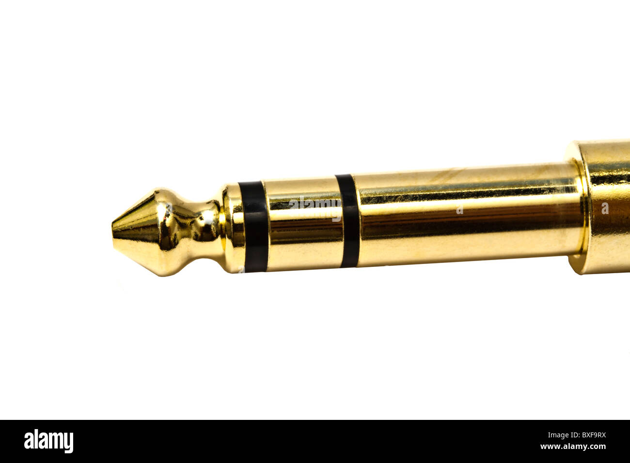 Audio plug closeup on white background Stock Photo - Alamy