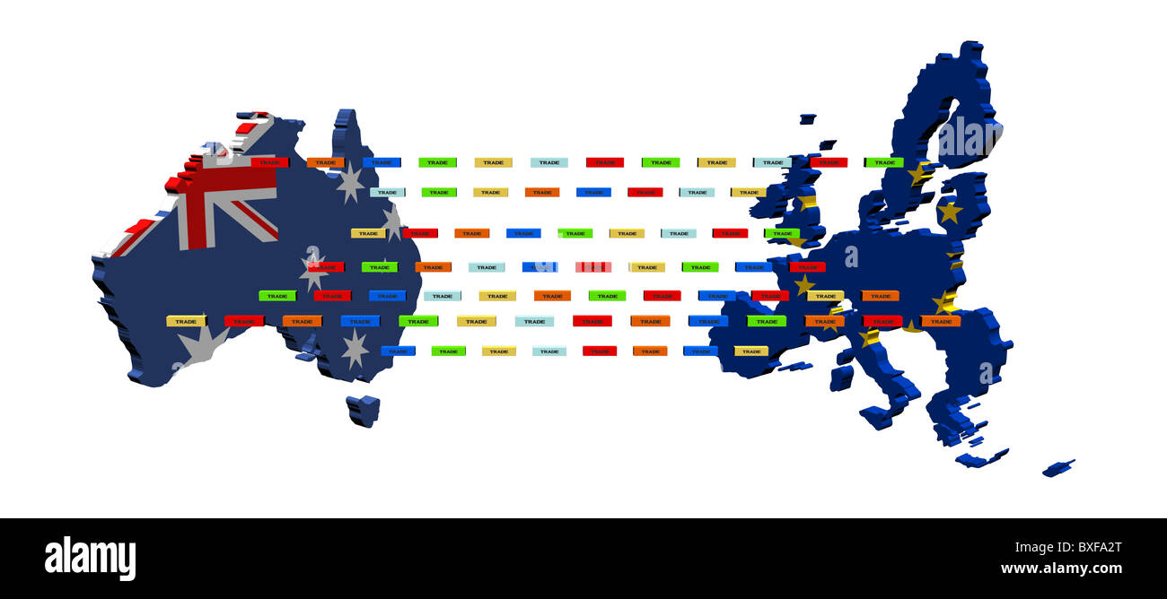 Australian European Union trade with export containers illustration ...