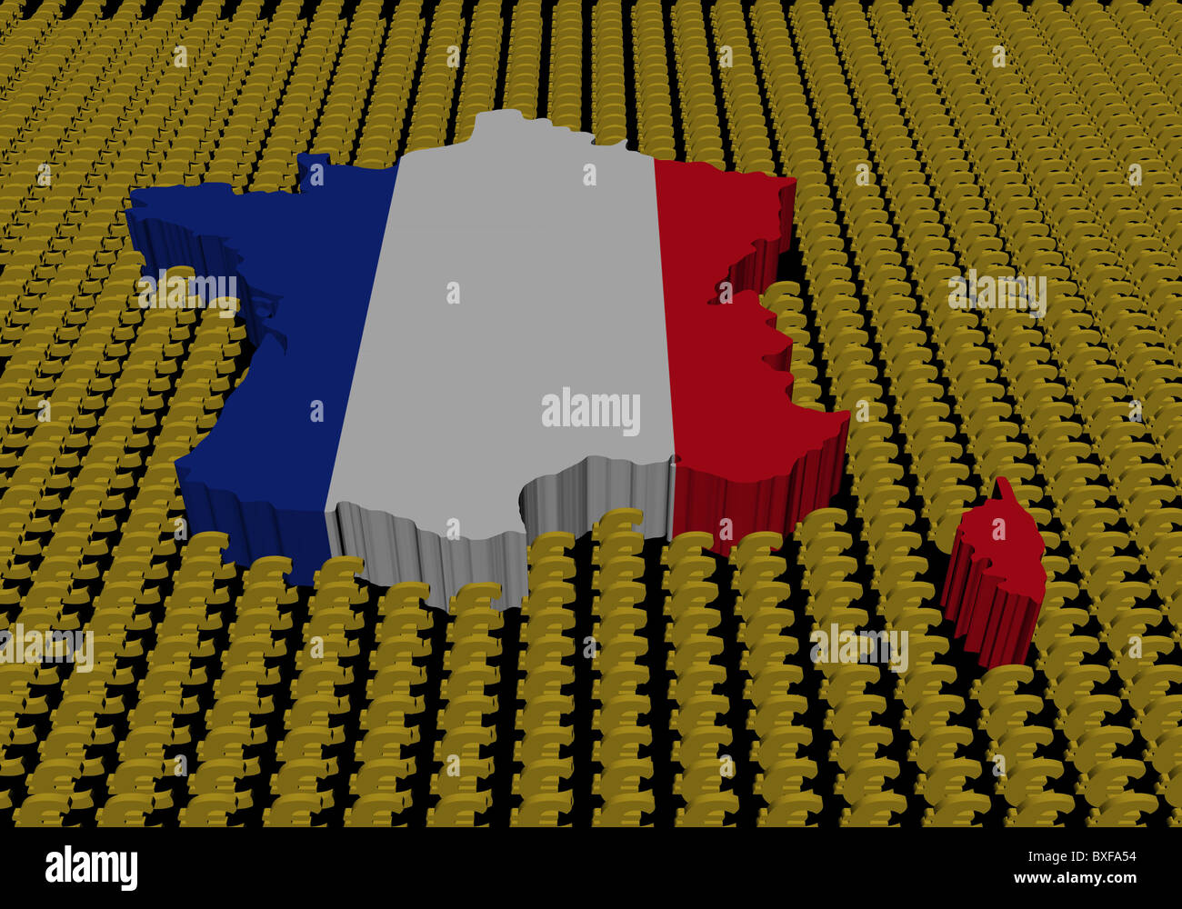 France map flag with euro symbols on black illustration Stock Photo - Alamy