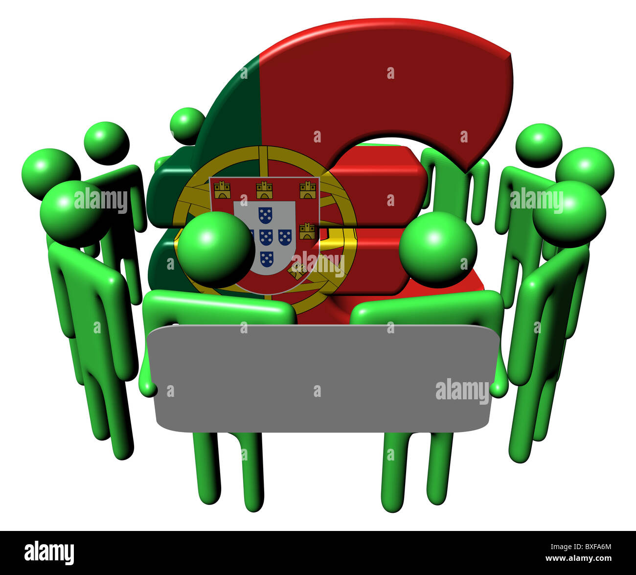 Circle of abstract people with sign around Portuguese Euro illustration ...