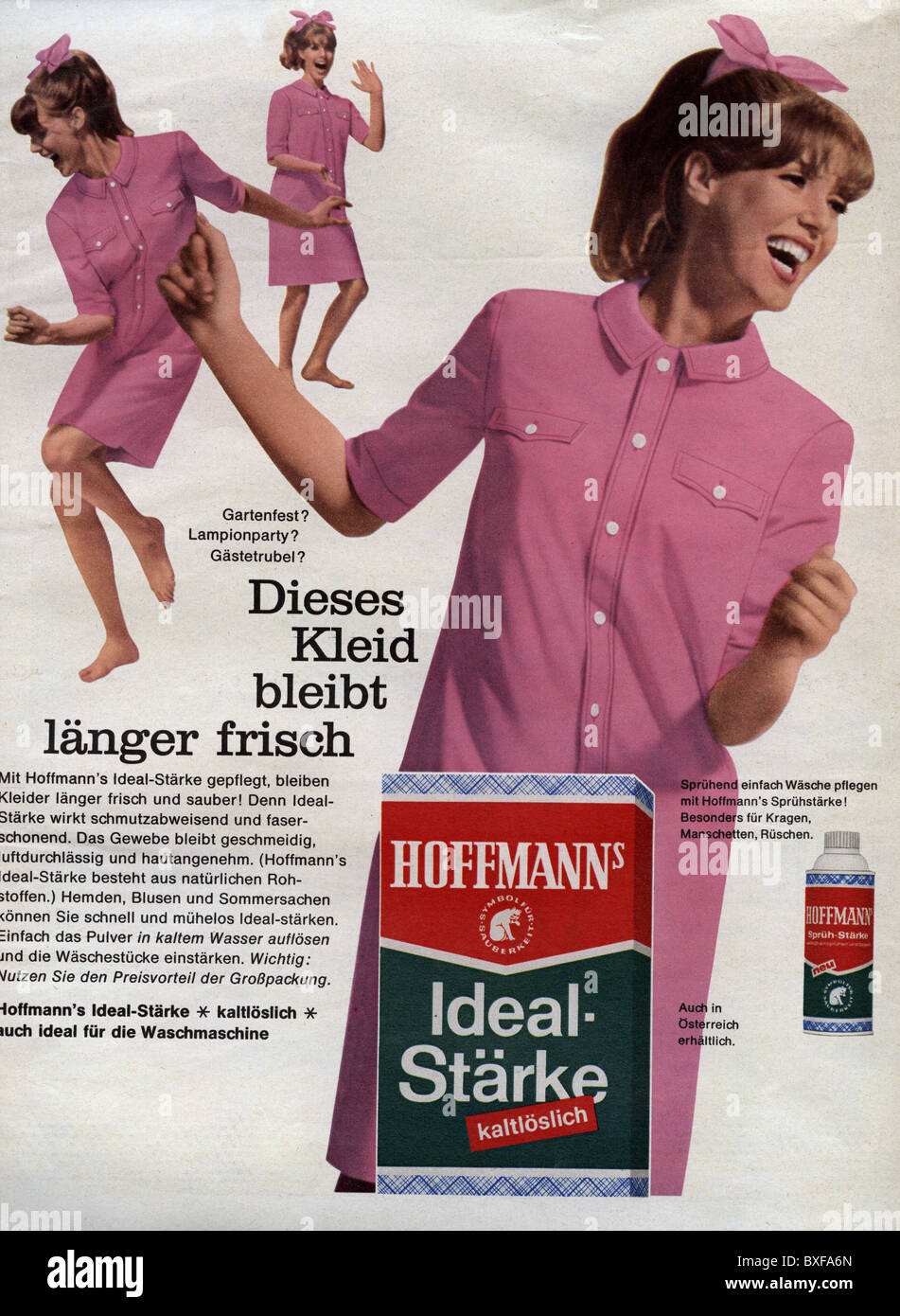 fashion, 1970s, woman with pink dress and hair ribbon, advert for ...