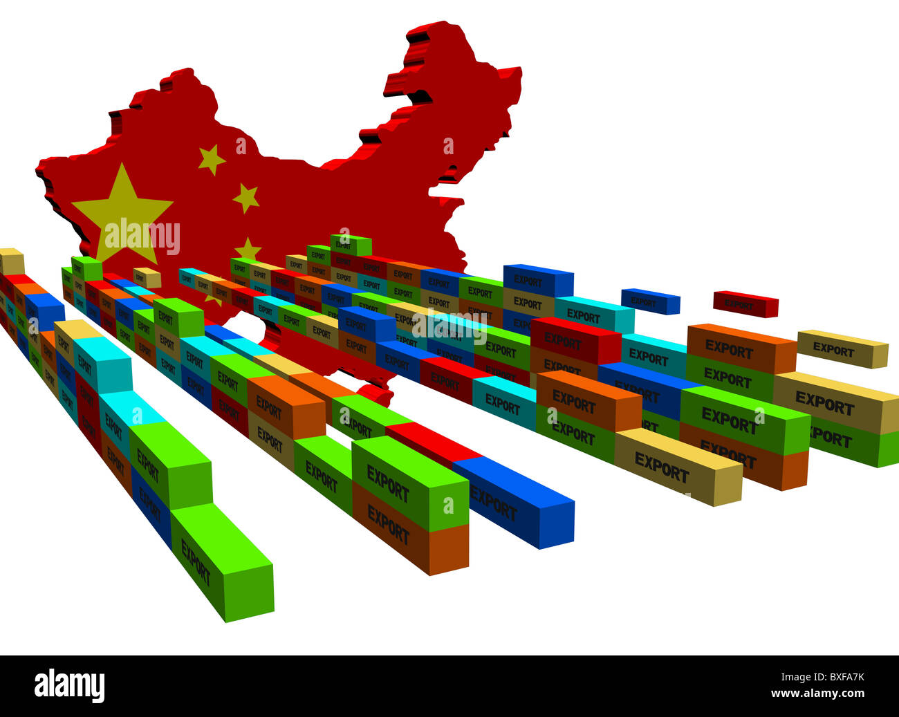 China map with stacks of export containers illustration Stock Photo - Alamy