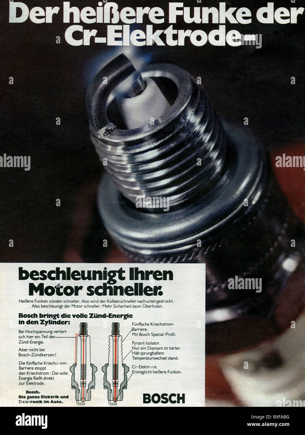 advertising, transport / transportation, advert for Bosch spark plugs ...