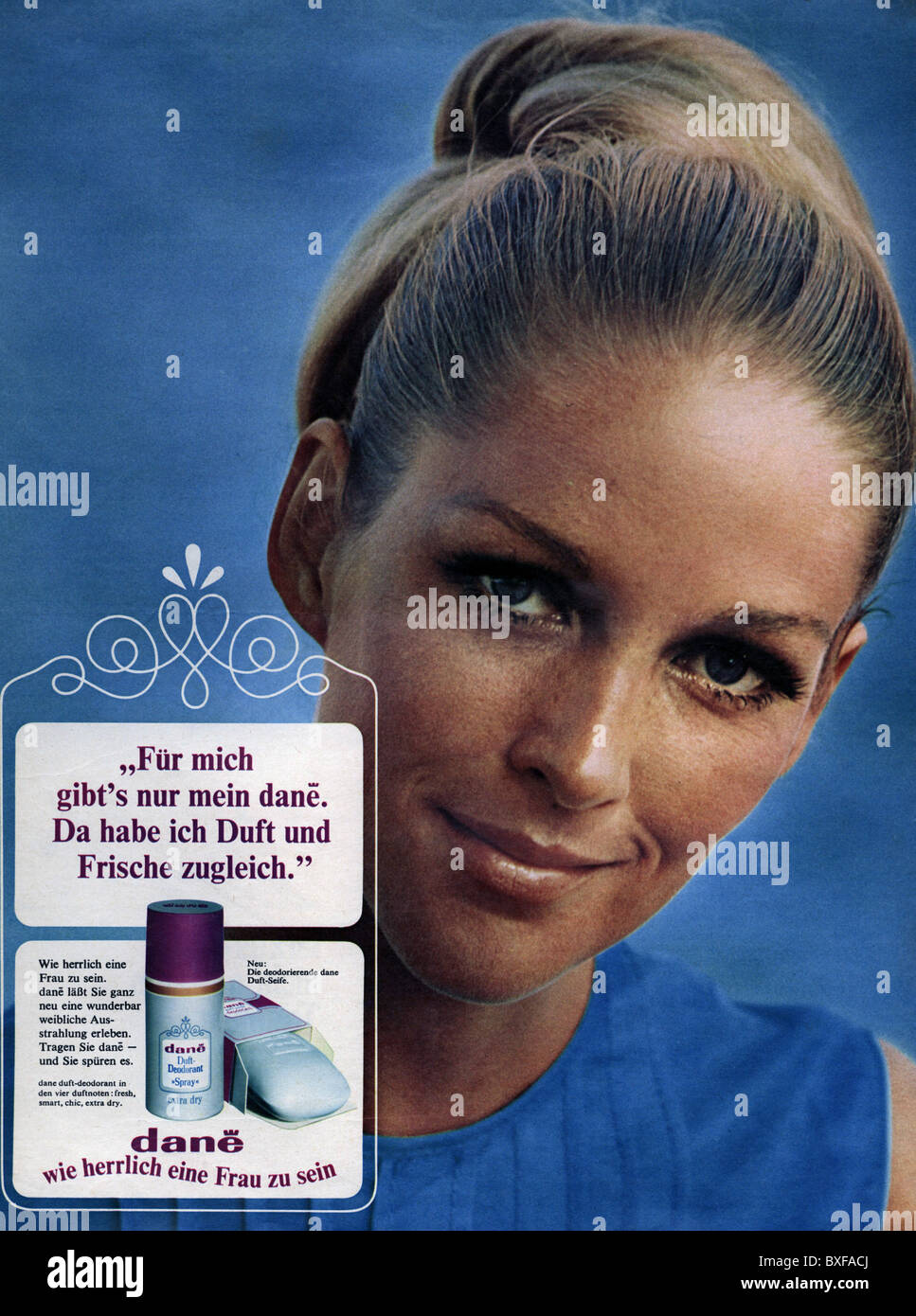 personal hygiene, advertising, advert for Dane deodorant and soap, from ...