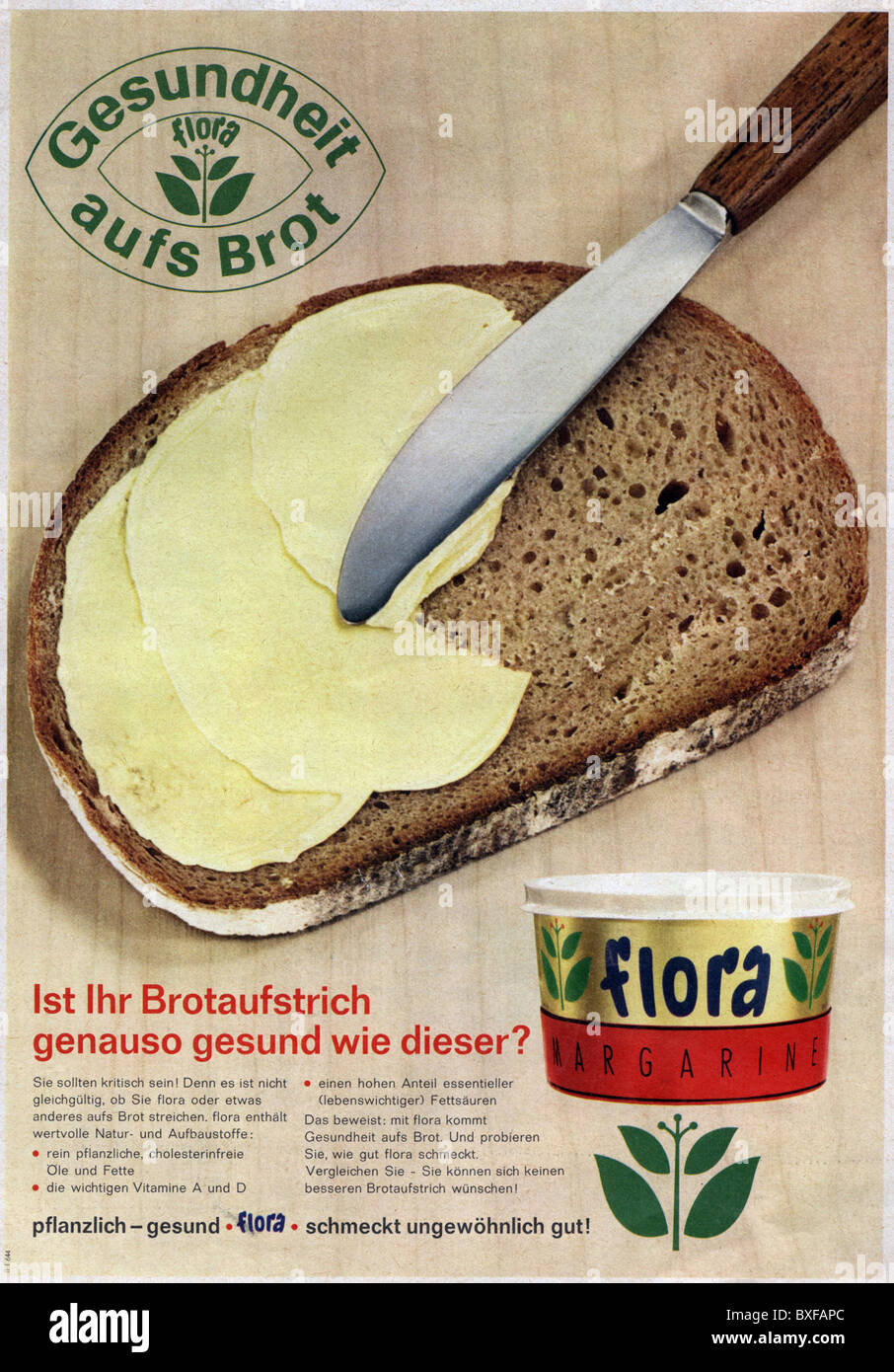 advertising, food, advert for Flora margarine, from a magazine, Germany ...