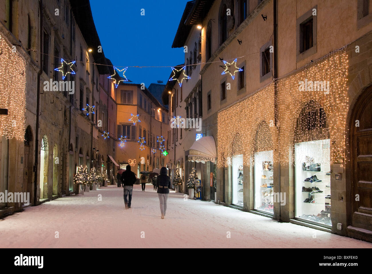 Tuscan town of Sansepolcro in December snow Stock Photo - Alamy