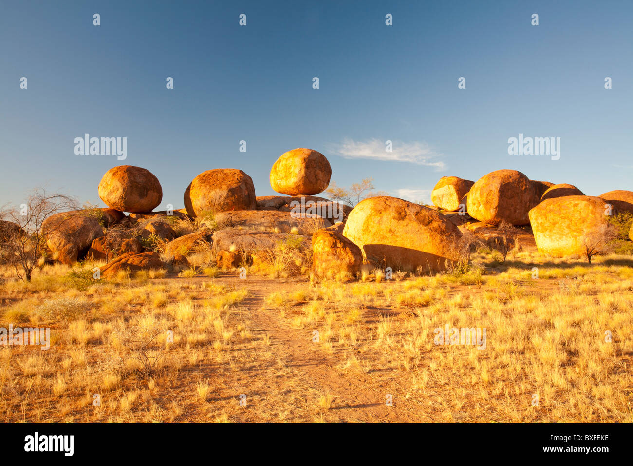 Sunset on the Devils Marbles, Wauchope, Northern Territory Stock Photo ...
